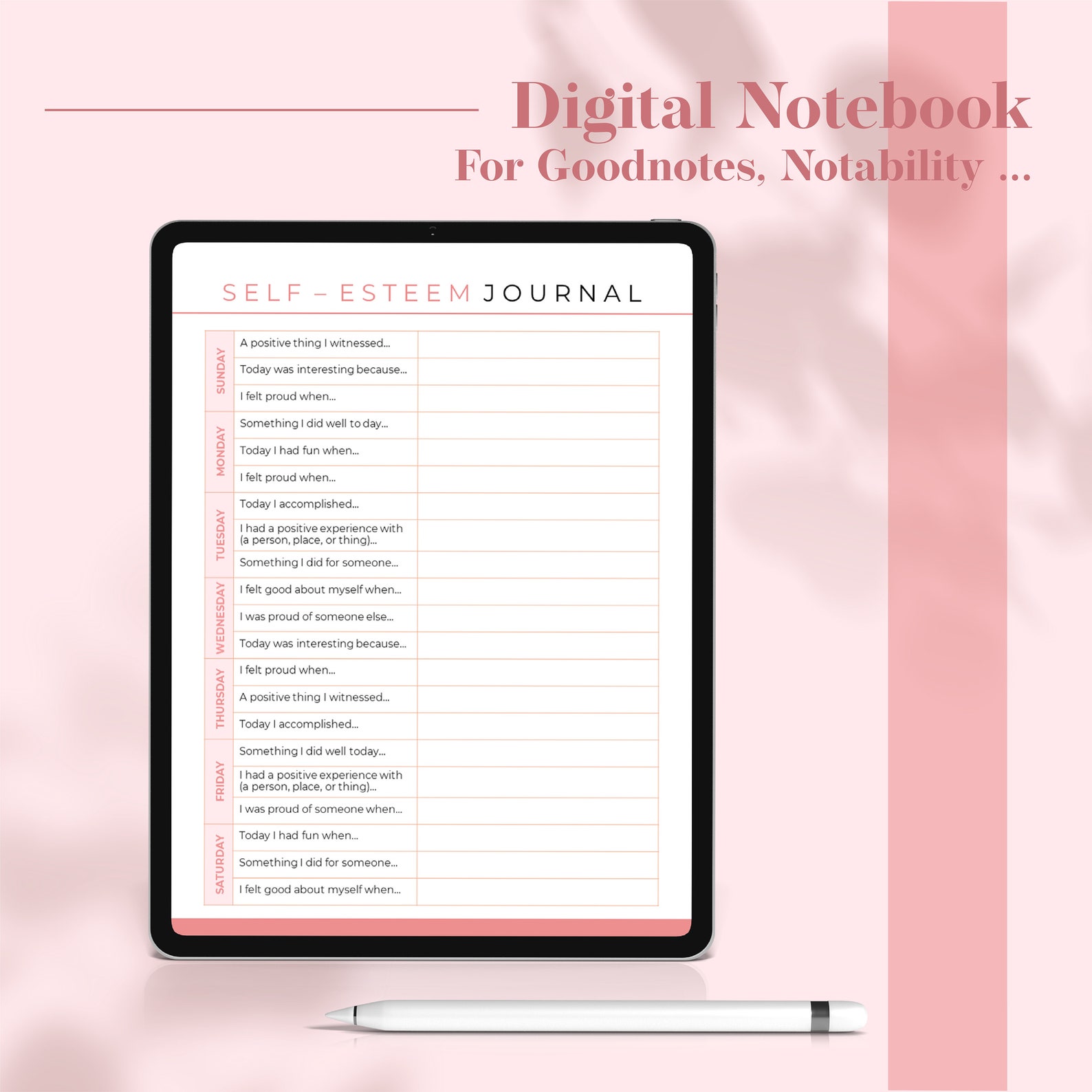 Self-esteem Journal Planner Template - KDP Interiors Editable ...