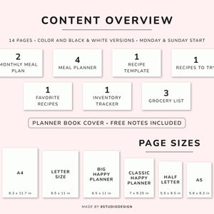 Meal Planner Printable Bundle - Weekly Meal Planner, Grocery List ...