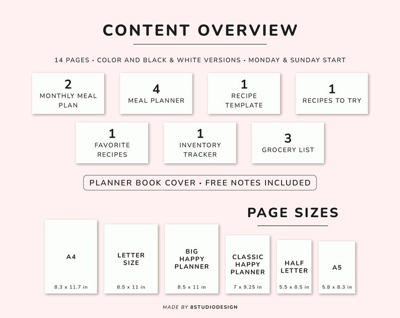 Meal Planner Printable Bundle - Weekly Meal Planner, Grocery List ...