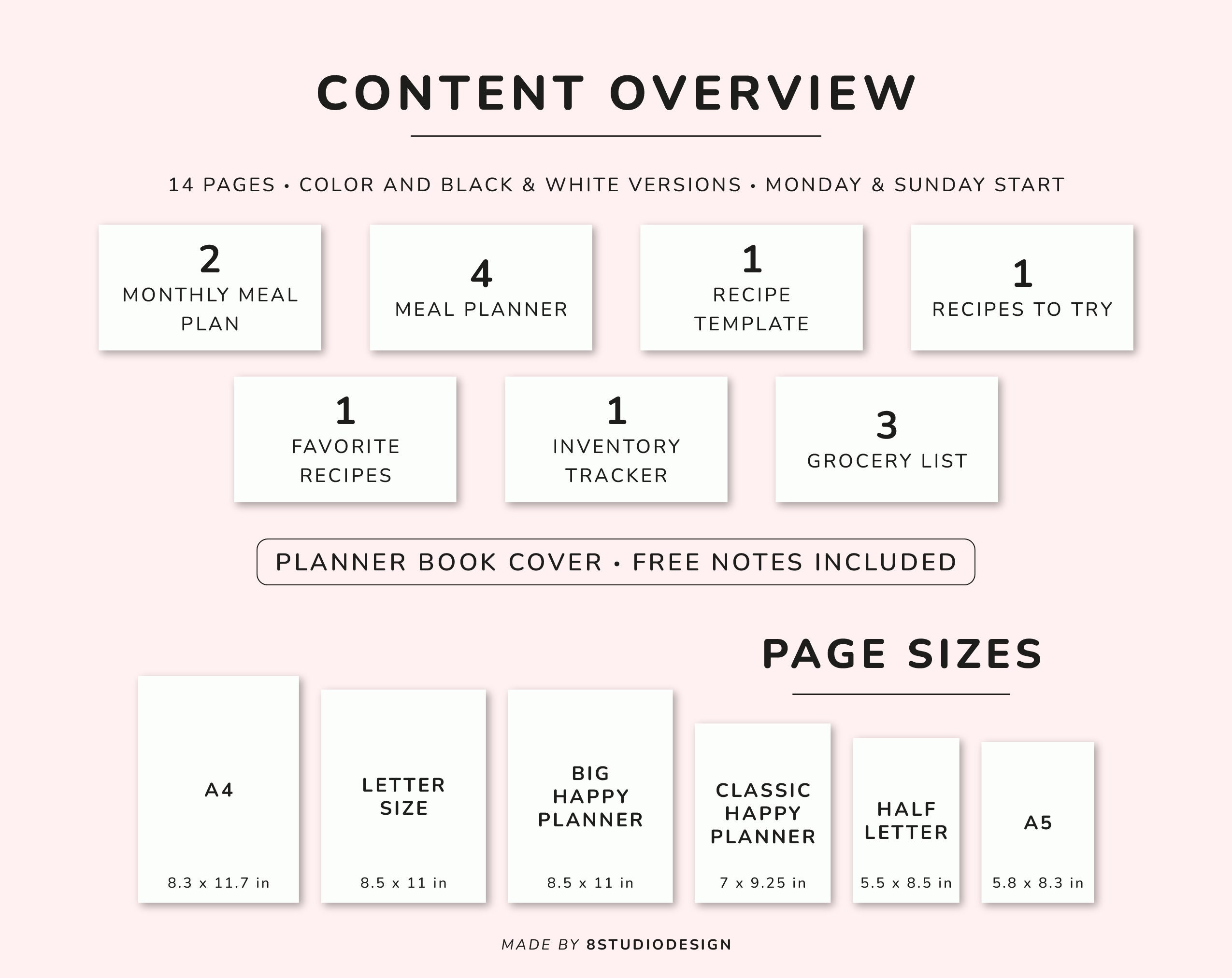 Meal Planner Printable Bundle - Weekly Meal Planner, Grocery List ...