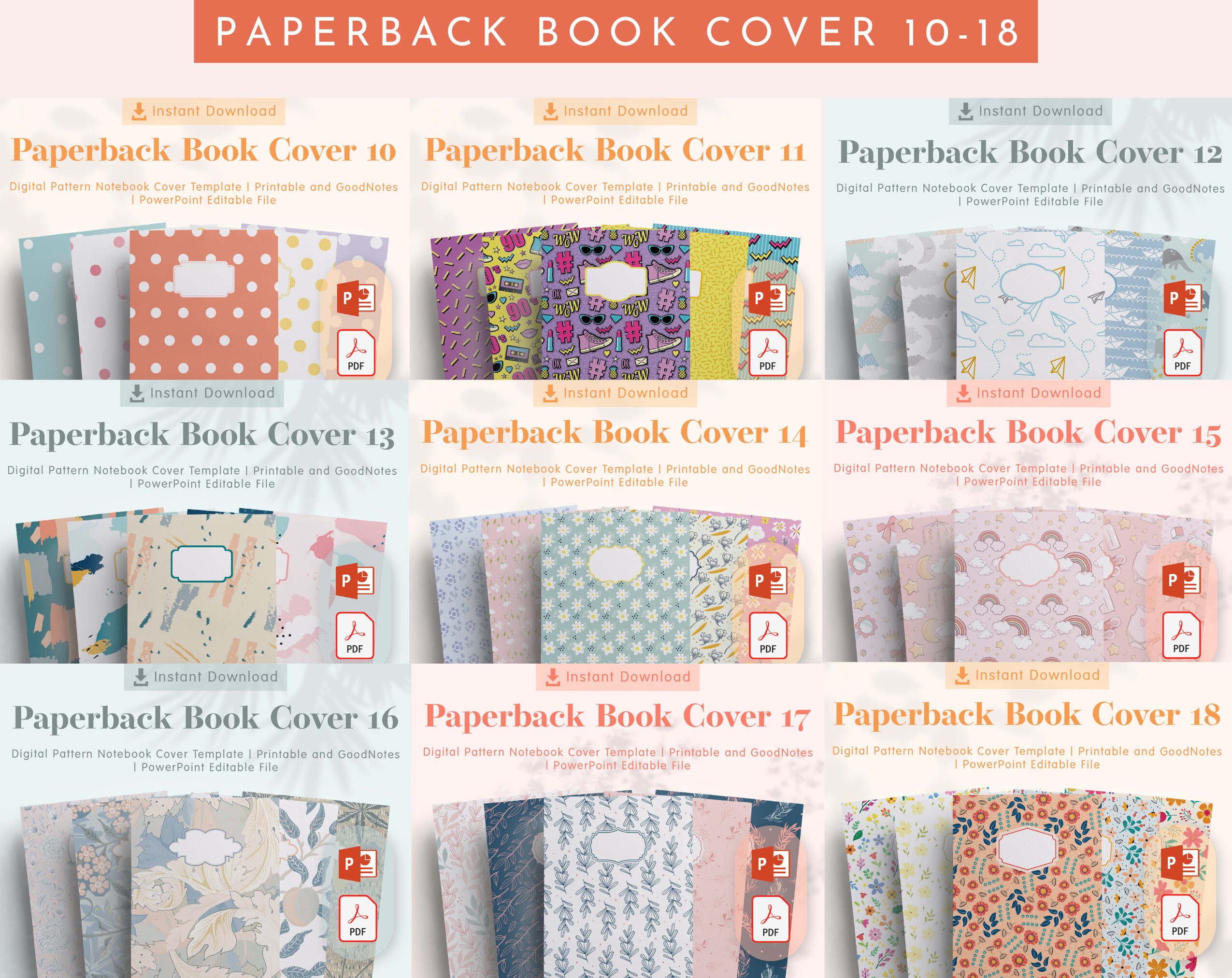 Paperback Book Cover 1-25, Planner Printable, GET IT ALL Paperback Book ...