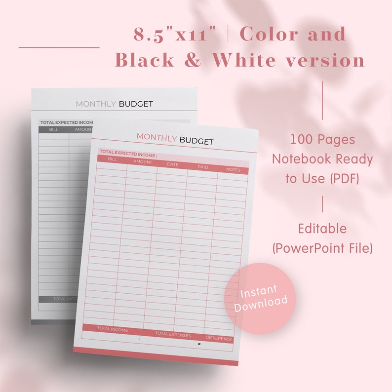 Monthly Budget Planner Template - KDP Interiors Editable, Printable PDF ...