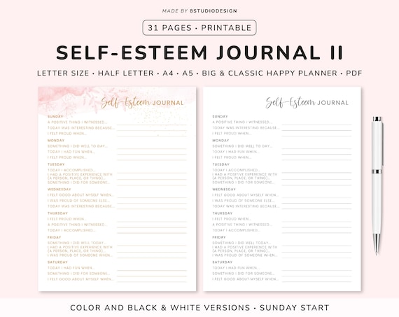 Self-esteem Journal Planner Printable Self Esteem Self | Etsy