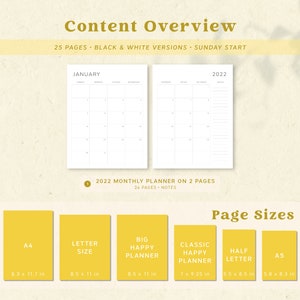 2022 Monthly Planner Printable Dated Month on 2 Pages | Etsy