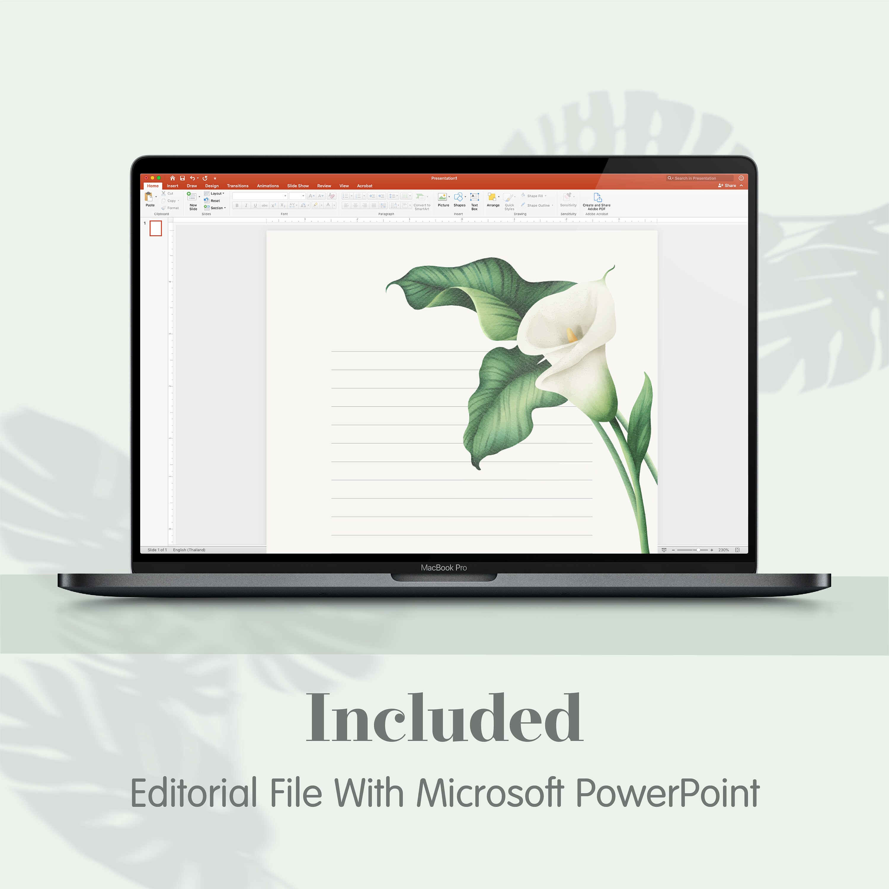 White Lilies Printable Stationery 2 - Lined - Printable PDF ...
