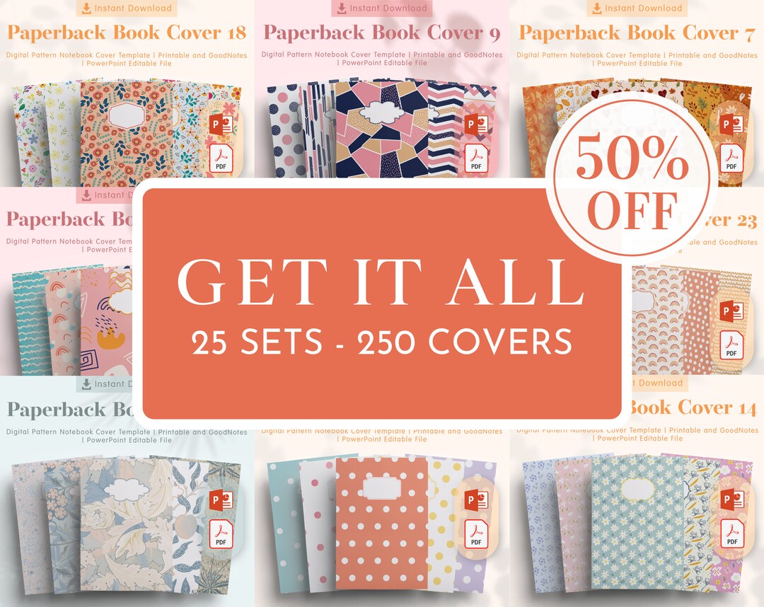 Paperback Book Cover 1-25, Planner Printable, GET IT ALL Paperback Book ...