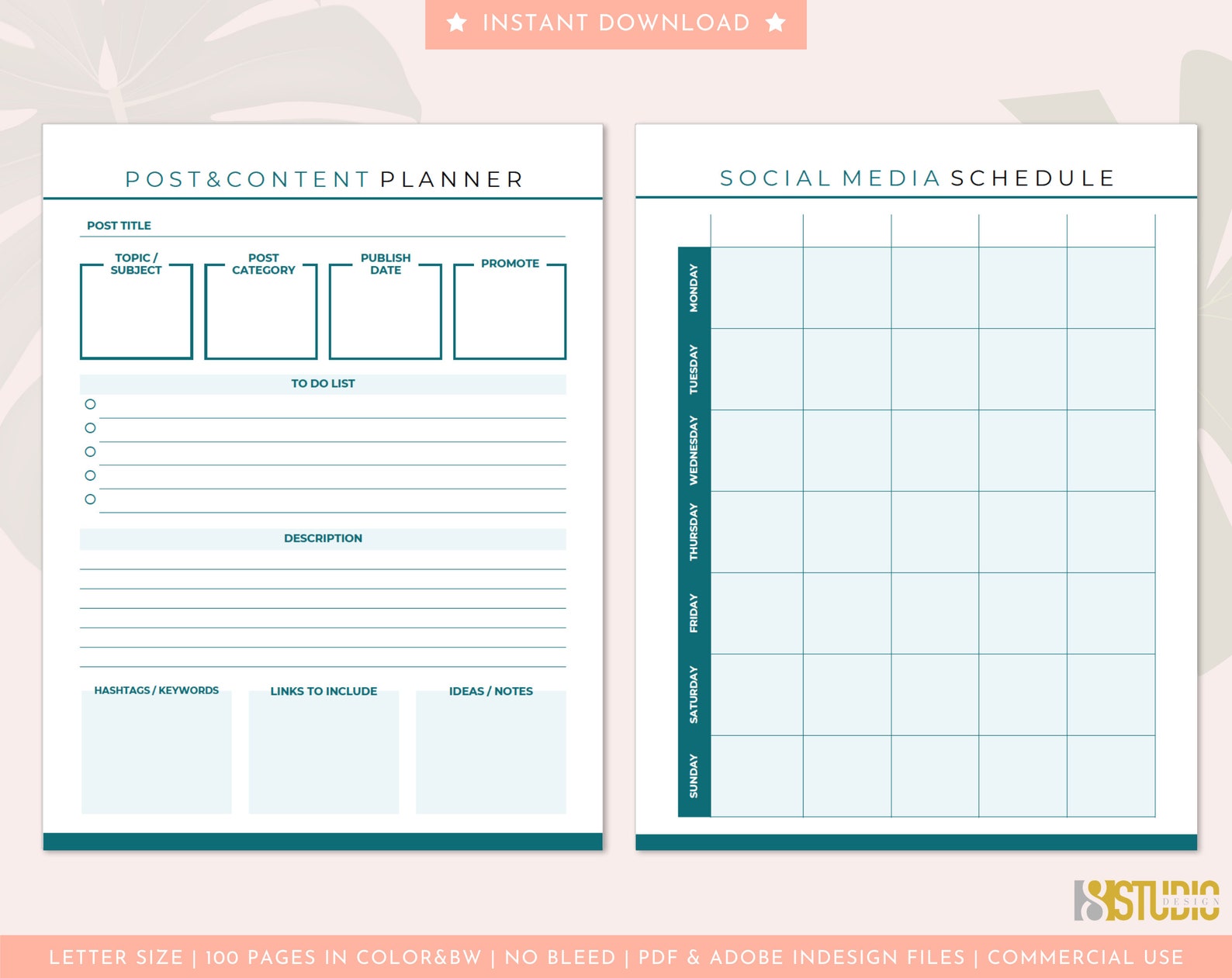 Content Planner PDF Printable - Editable Post and Content Planner ...