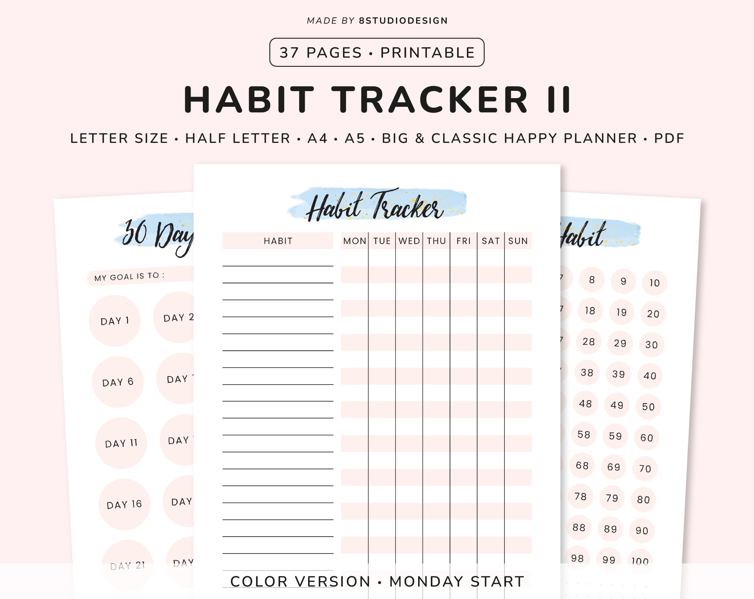 Habit Tracker Journal Planner Printable Month Habit - Etsy