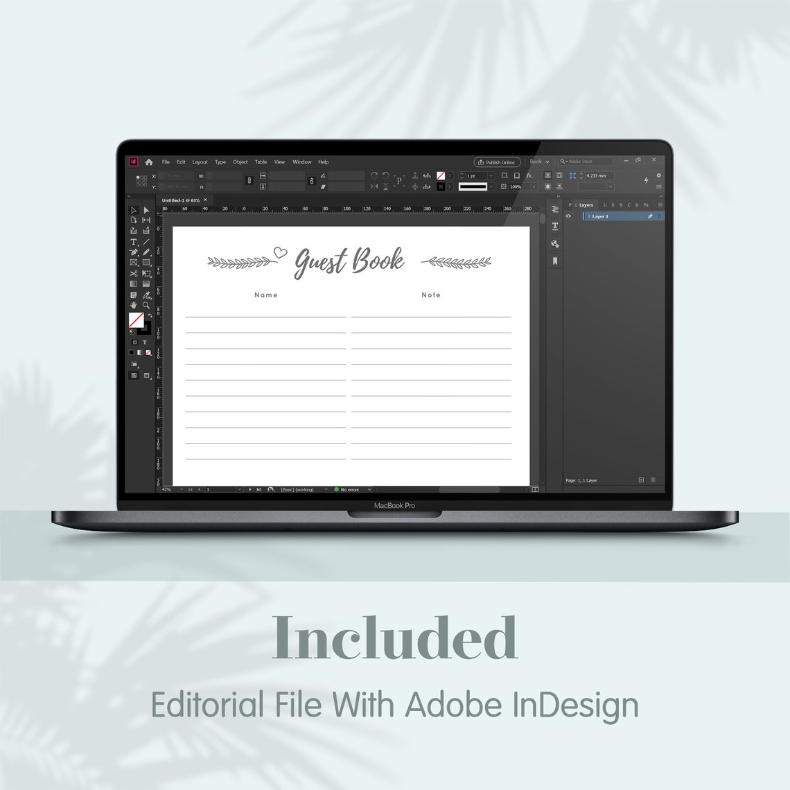 Guest Book Printable Template - Size 8.25 X 6 in - KDP Interiors ...