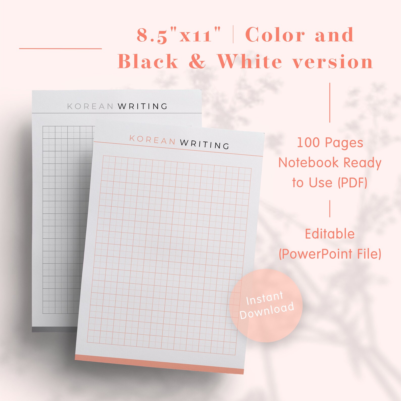 Korean Writing Practice Template - KDP Interiors Editable, Printable ...