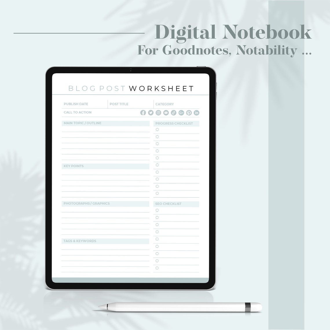 Blog Planner Printable Template KDP Interiors Editable, Printable PDF ...