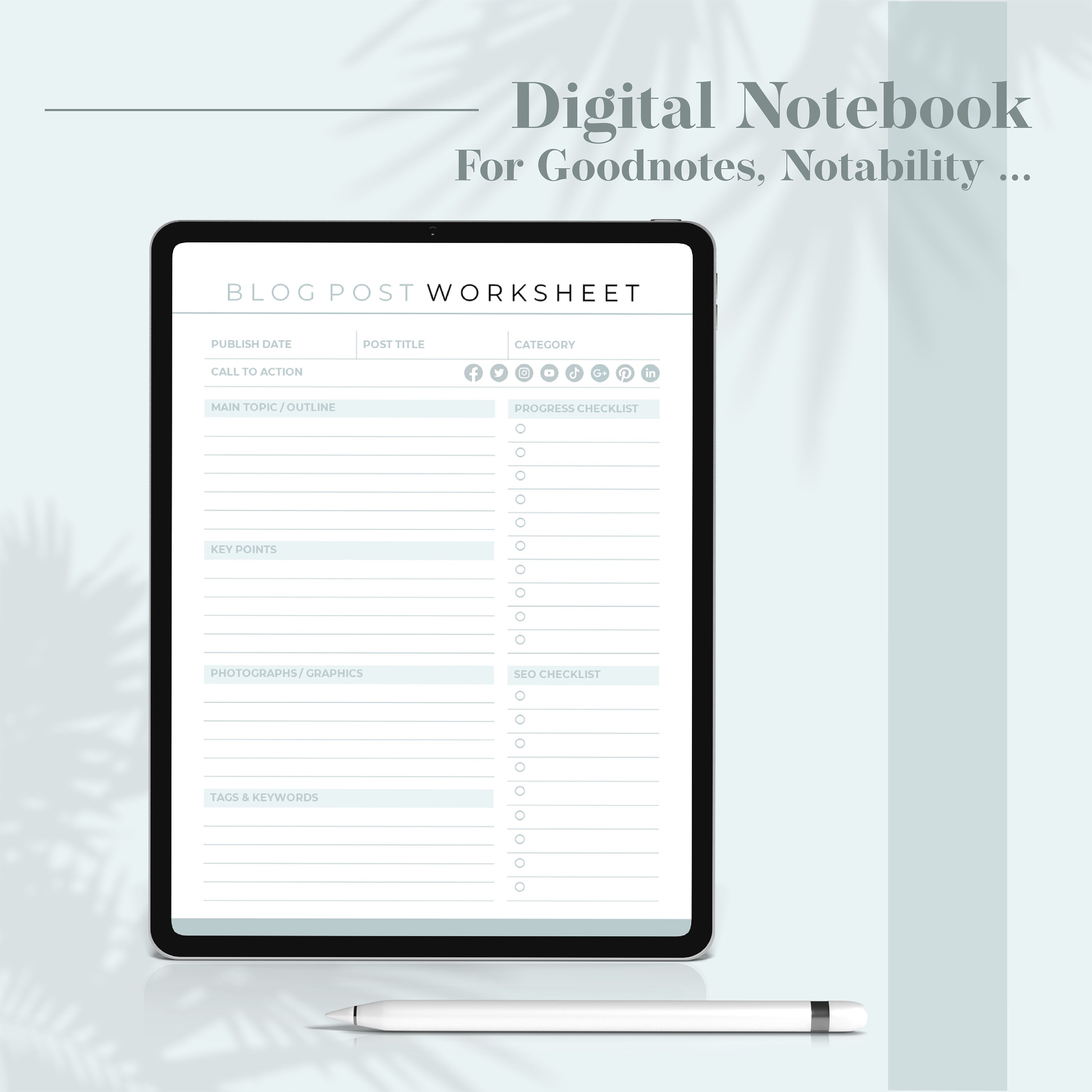 Blog Planner Printable Template KDP Interiors Editable, Printable PDF ...