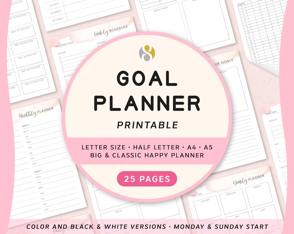Goal Planner Planner Printable Goal Digger Goal Tracker | Etsy