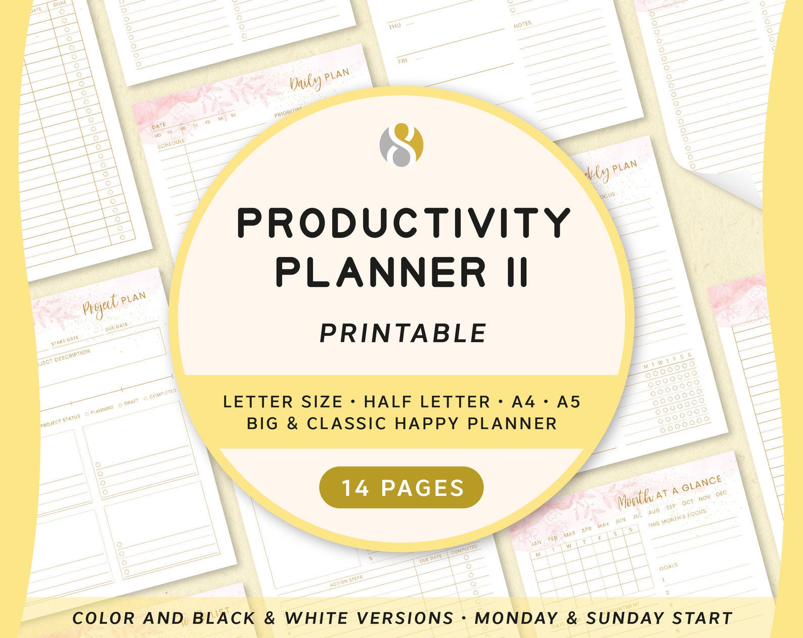 Productivity Planner Printable Daily Weekly Monthly Planner | Etsy