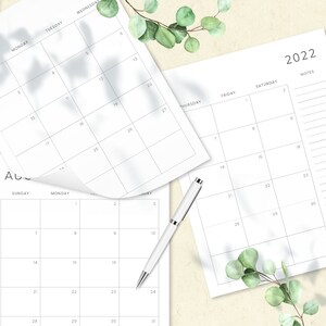 2022 Monthly Planner Printable Dated Month on 2 Pages | Etsy