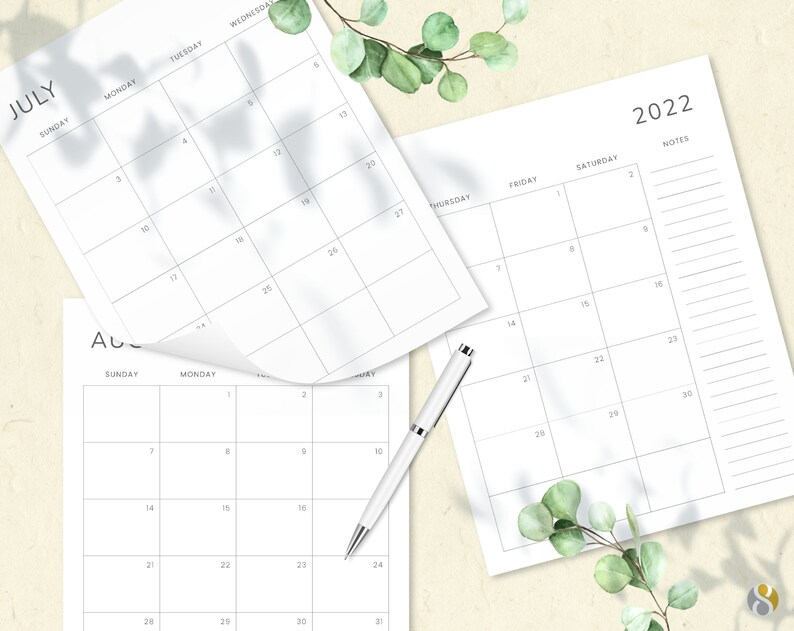 2022 Monthly Planner Printable Dated Month on 2 Pages | Etsy