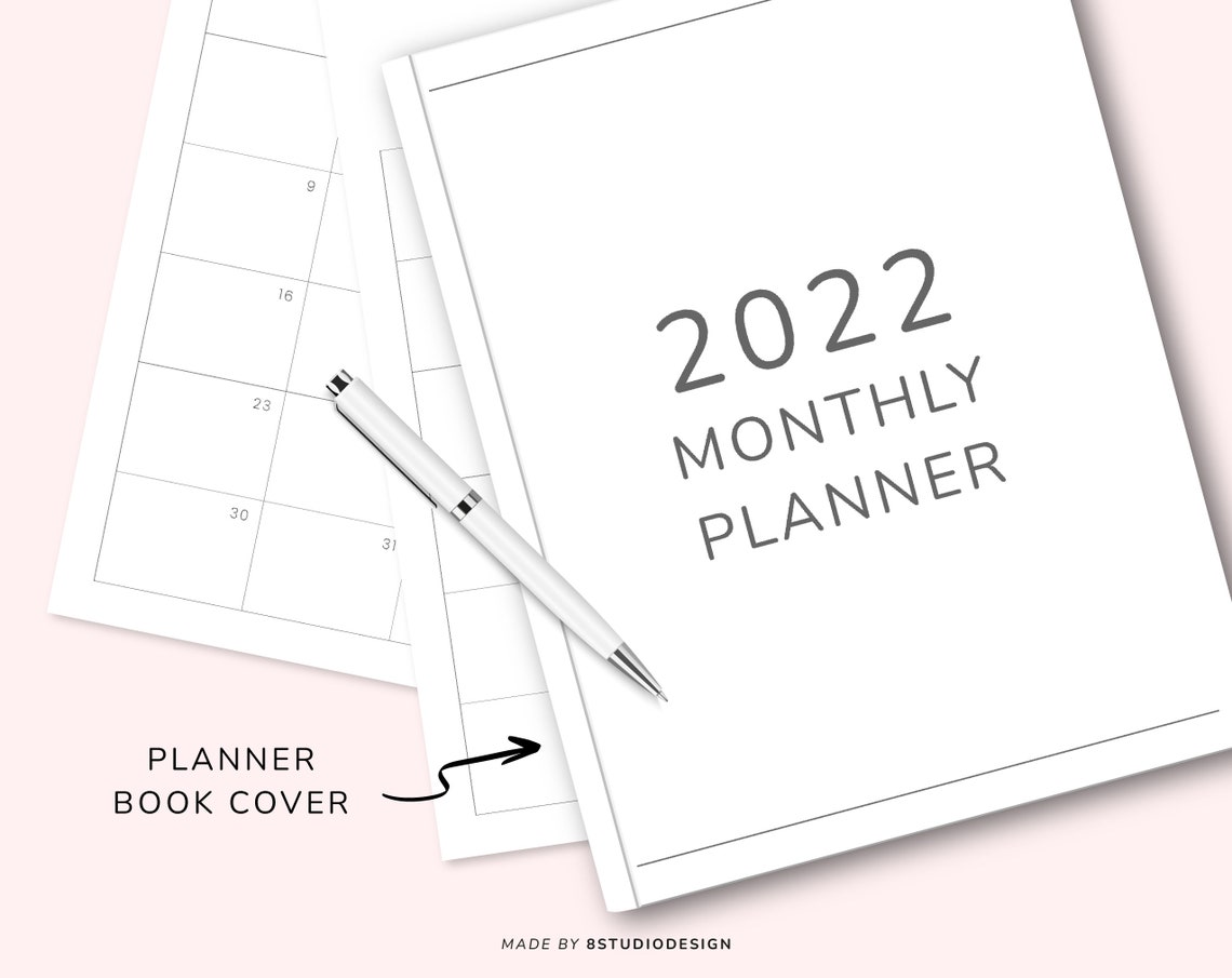 2022 Monthly Planner Printable, Dated Month on 2 Pages, Monthly ...