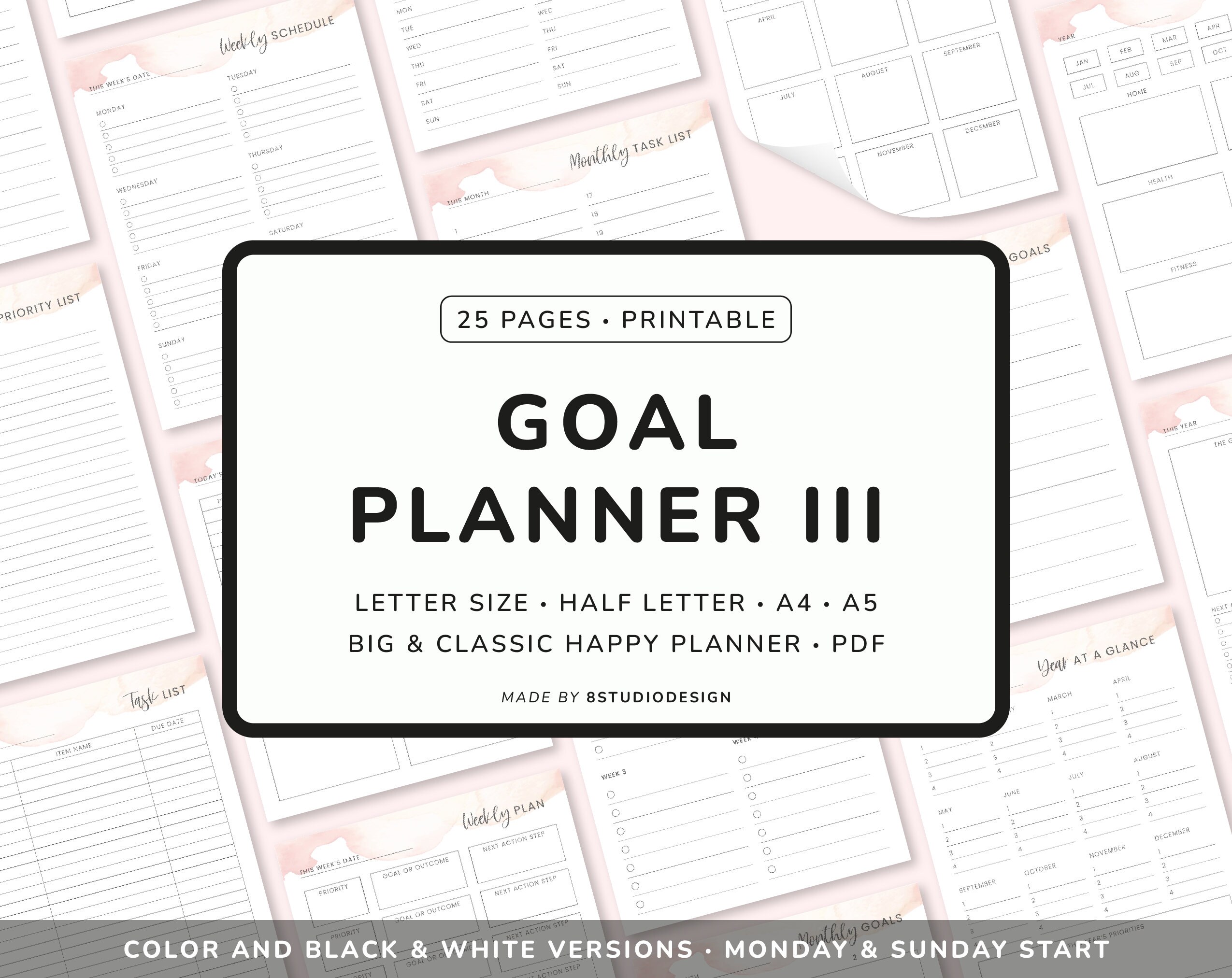 Goal Planner - Planner Printable, Goal Digger, Goal Tracker, Goal Board ...