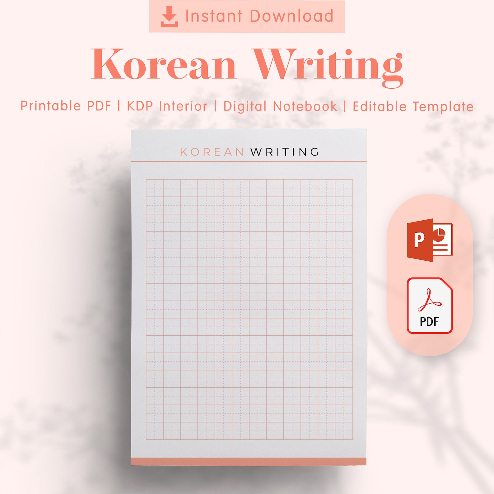 Korean Writing Practice Template - KDP Interiors Editable, Printable ...