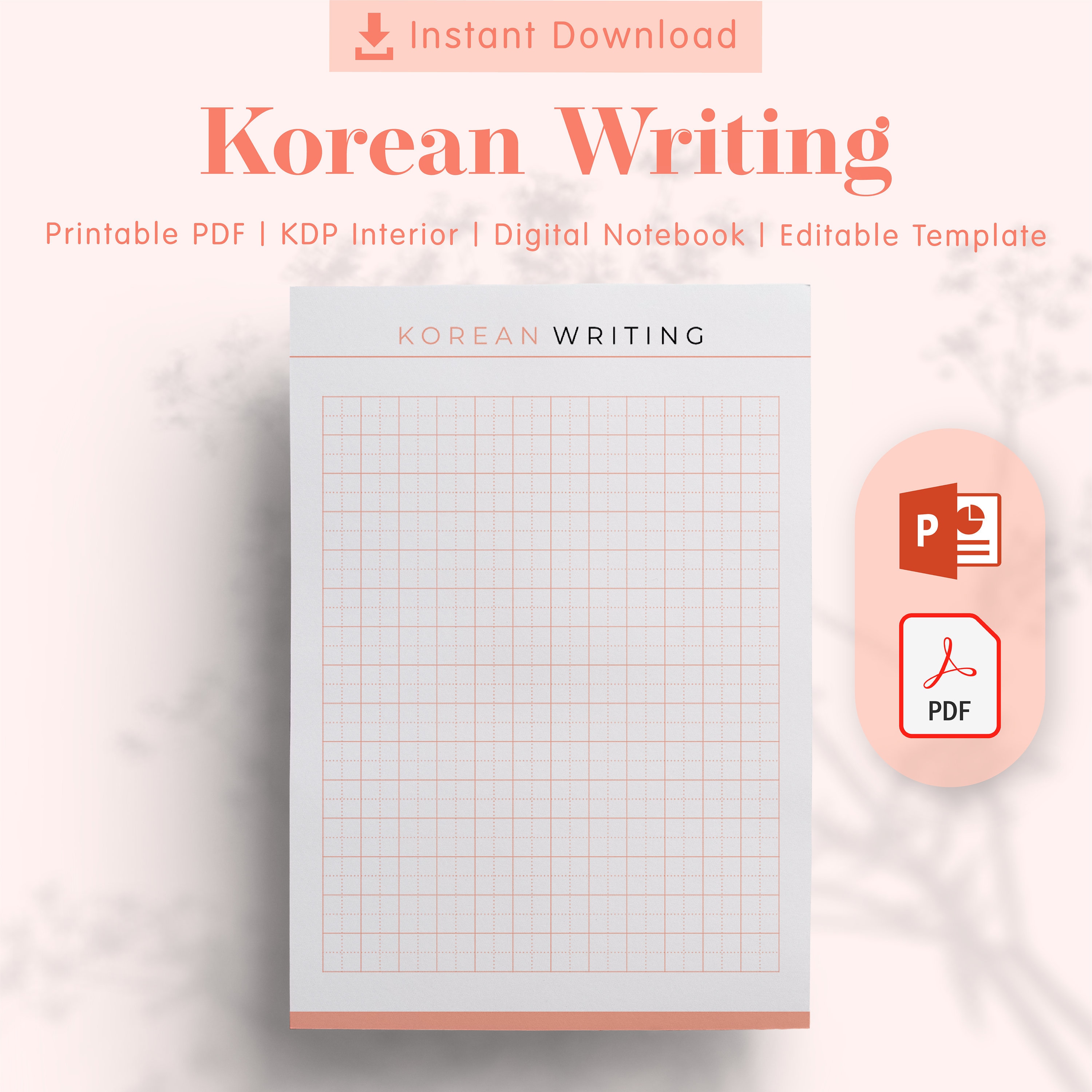 Korean Writing Practice Template - KDP Interiors Editable, Printable ...