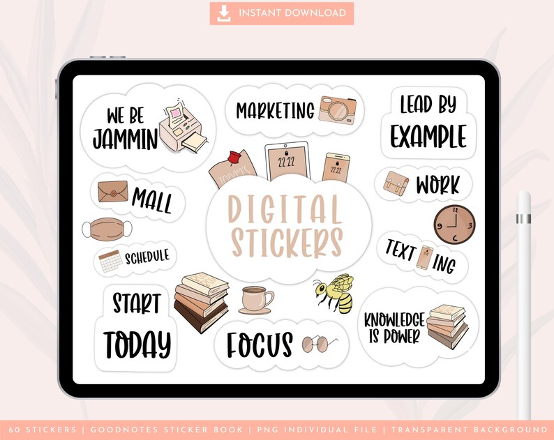 Office Digital Stickers Digital Stickers Book Goodnotes and - Etsy