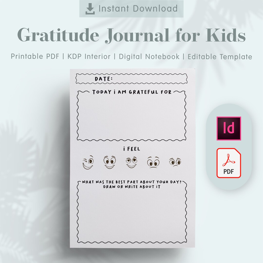 Gratitude Journal for Kids Planner Template KDP Interiors - Etsy