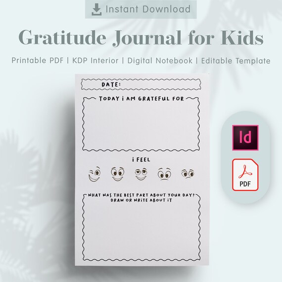 Gratitude Journal for Kids Planner Template KDP Interiors | Etsy