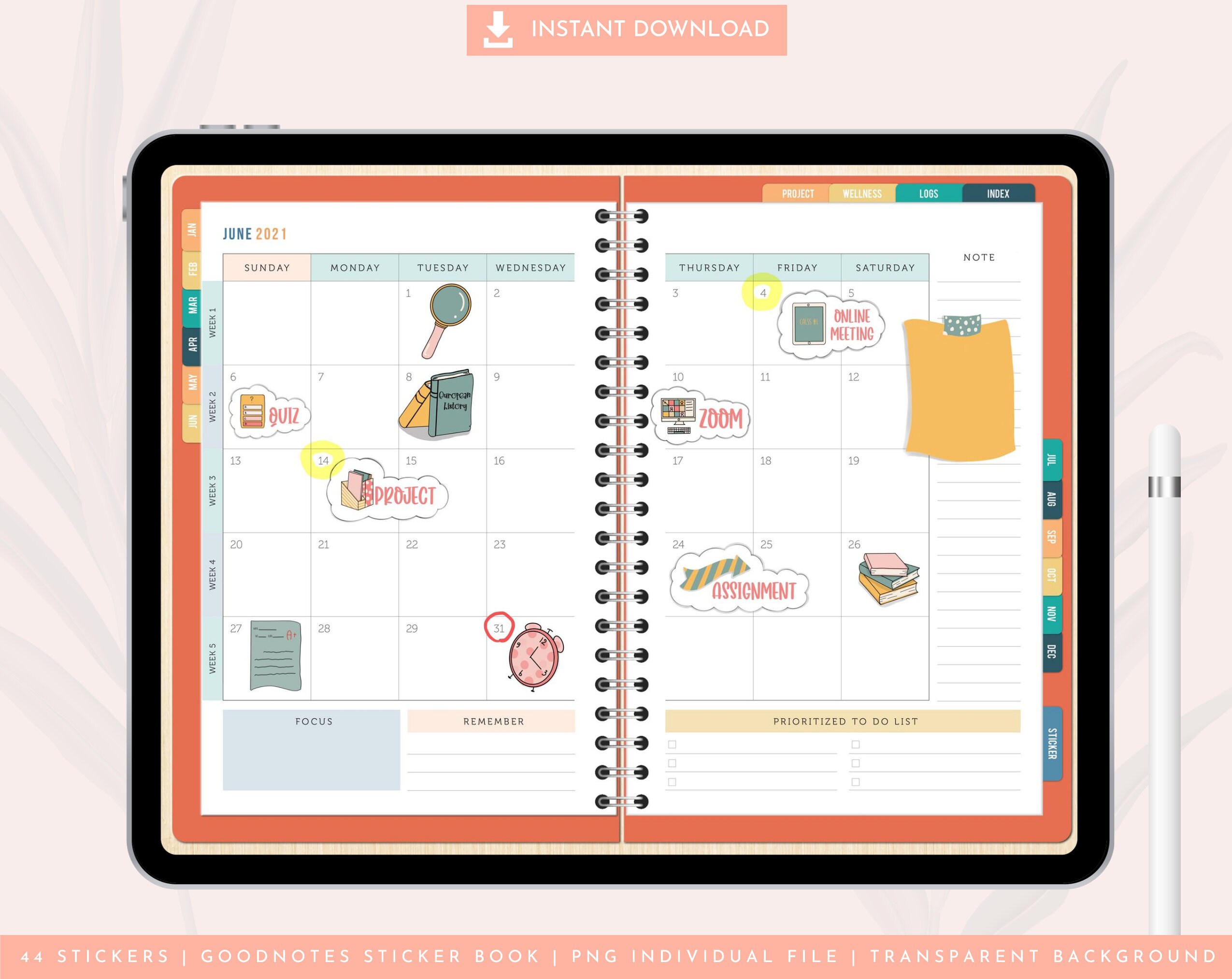 Student Digital Planner Sticker Digital Stickers For | Etsy