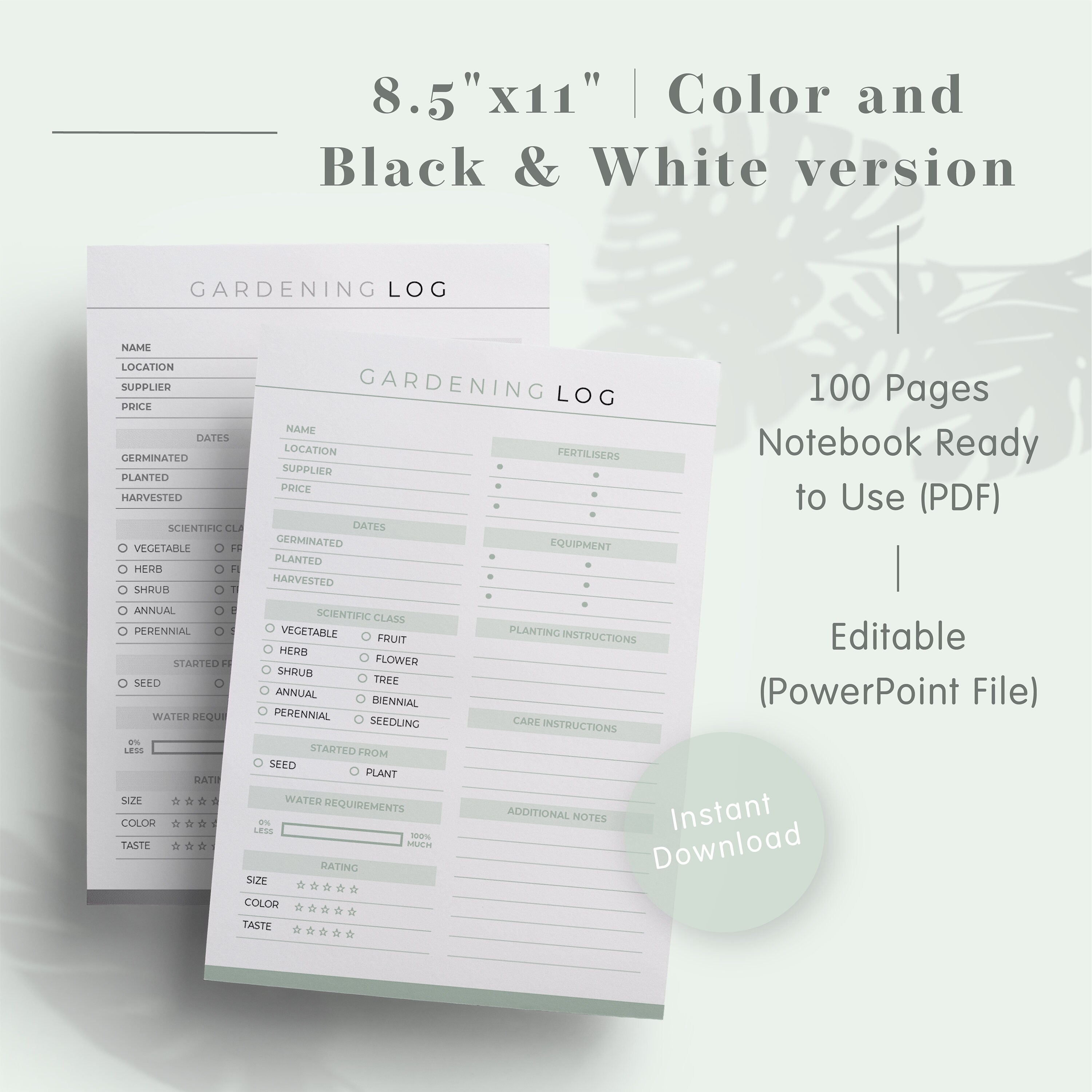 Gardening Log Planner Template - KDP Interiors Editable, Printable PDF ...