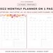 2022 Monthly Planner Printable, Dated Month on 1 Page, Monthly ...
