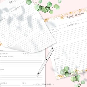 Topics to Study - Planner Printable, Student Planner, College Planner ...