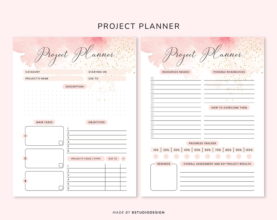 Project Planner Printable Productivity Planner, Project Management ...