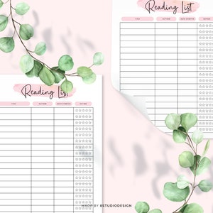 Reading List - Planner Printable, Reading Tracker, Reading Journal ...