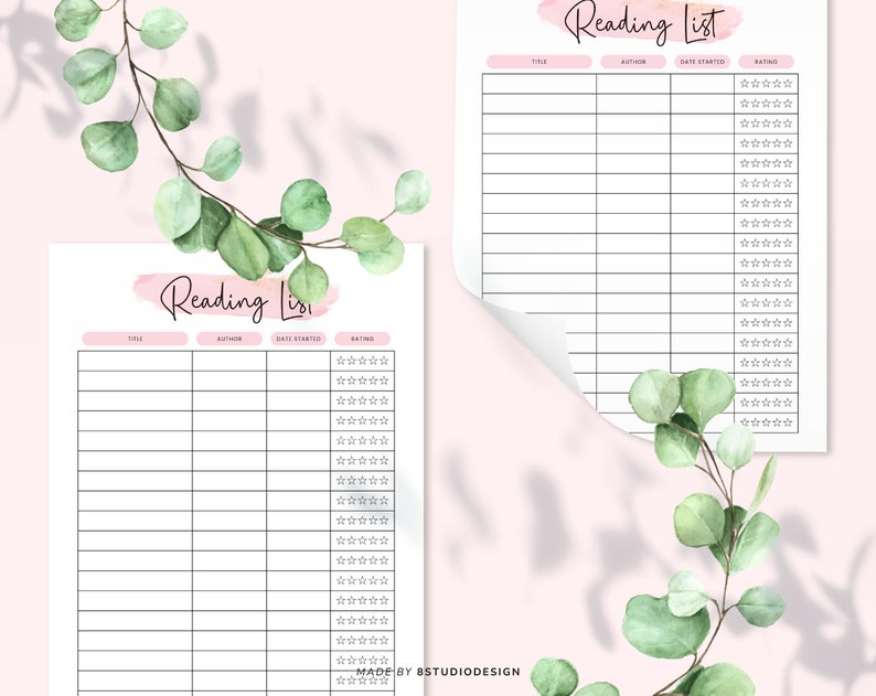 Reading List Planner Printable, Reading Tracker, Reading Journal ...