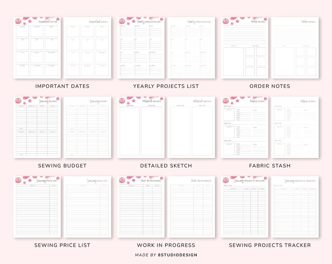 Sewing Planner Planner Printable Sewing Project Planner Etsy