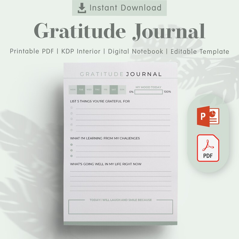Gratitude Journal Planner Template KDP Interiors Editable | Etsy