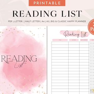 Reading List Planner Printable Reading Tracker Reading | Etsy
