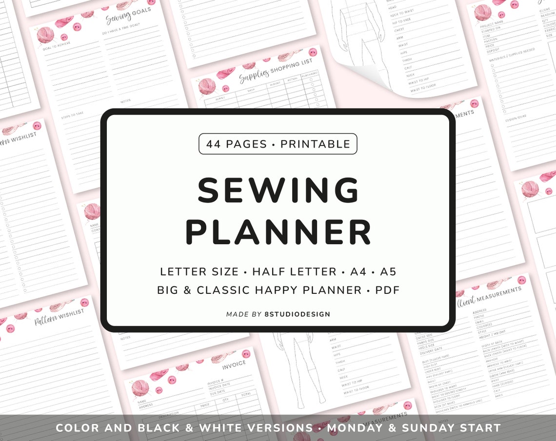Sewing Planner Planner Printable Sewing Project Planner - Etsy