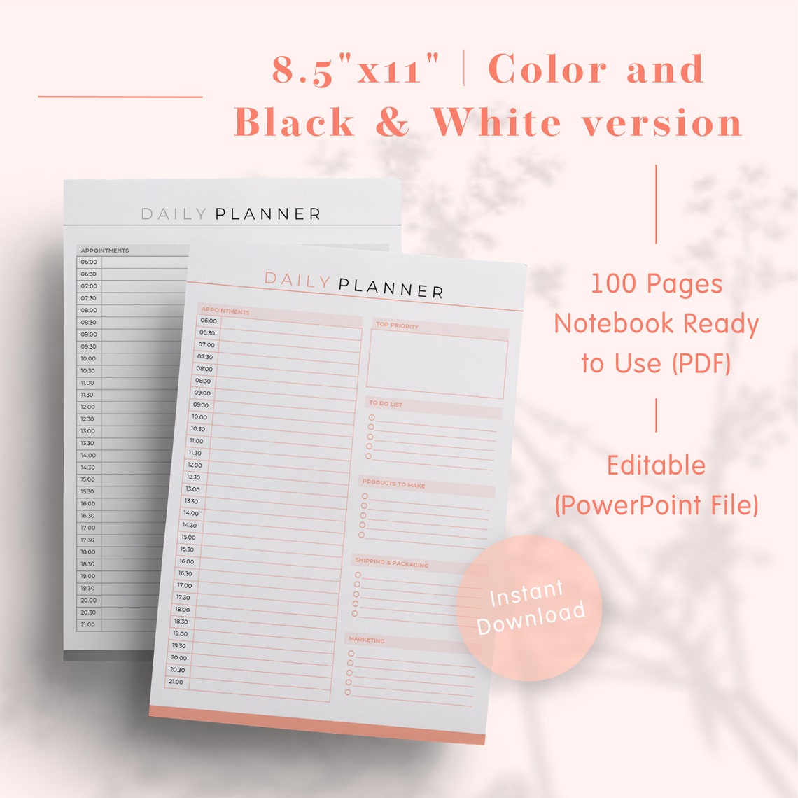 Daily Business Planner Template KDP Interiors Editable, Printable PDF ...