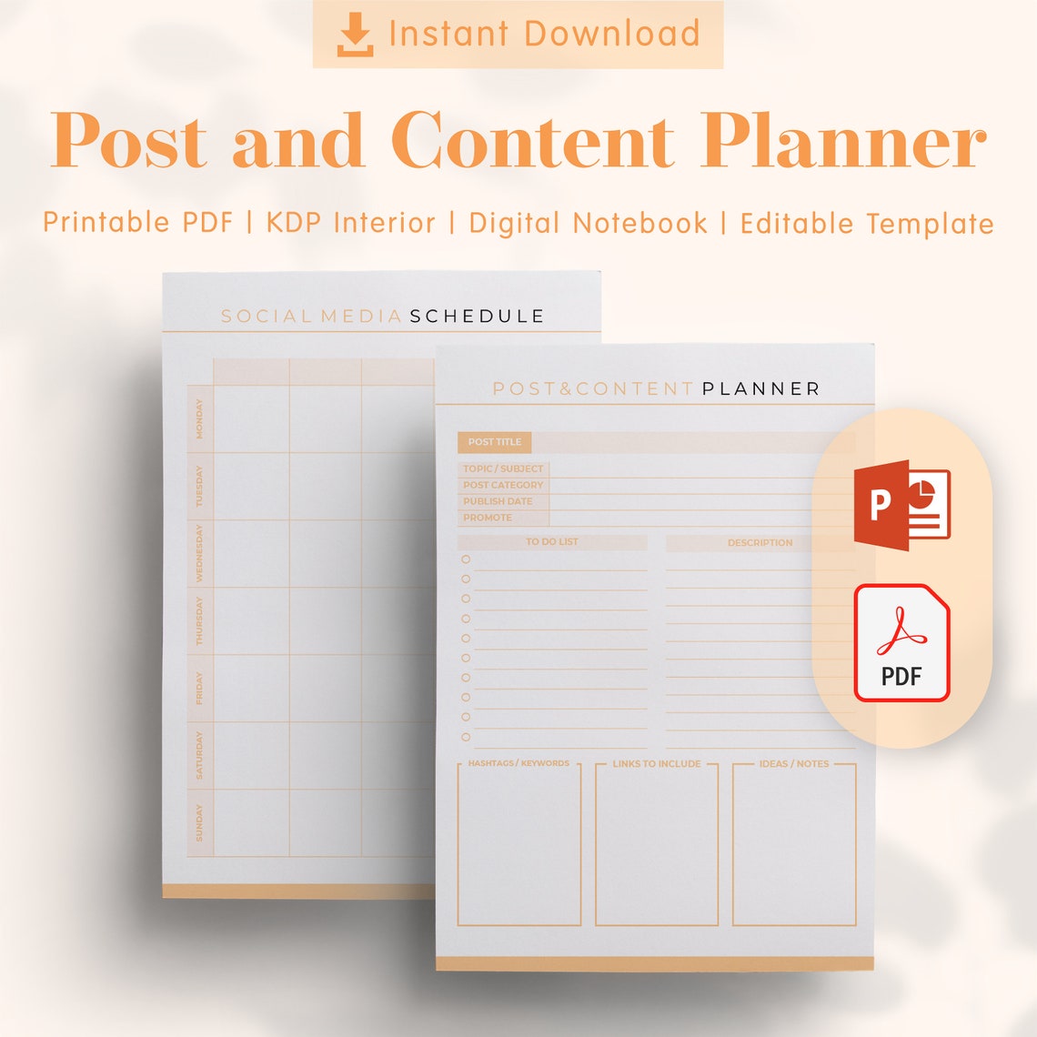 Post and Content Planner Template KDP Interiors Editable, Printable PDF ...