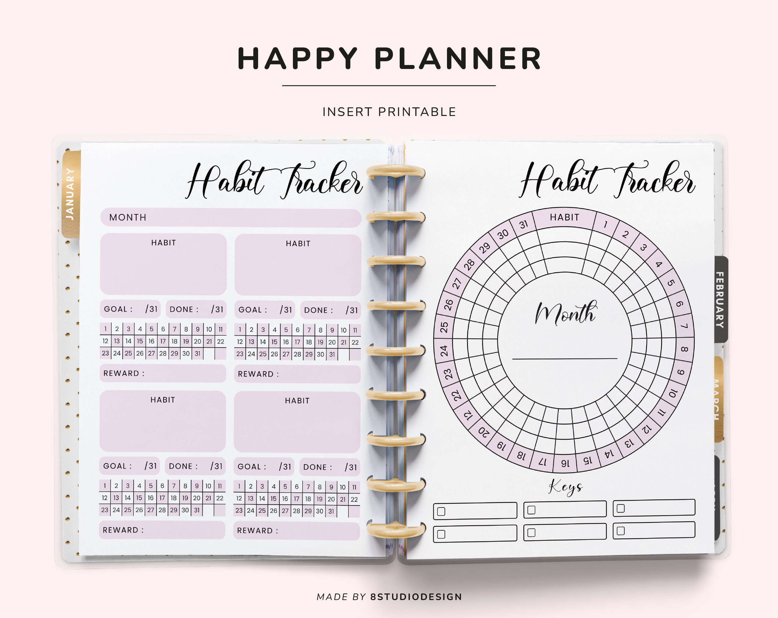 Habit Tracker Journal Planner Printable, Month Habit Tracker, Habit ...