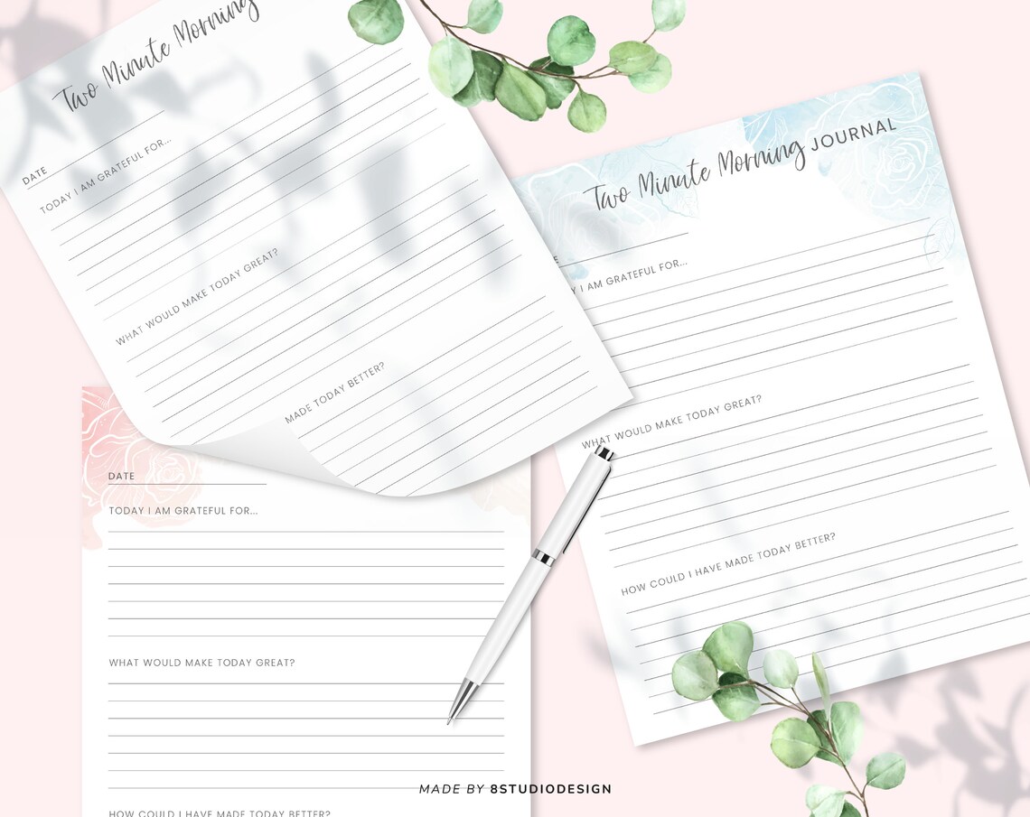 Two Minute Morning Journal Planner Printable Gratitude - Etsy