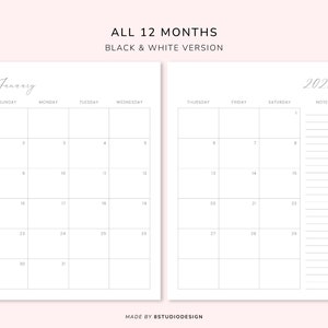 2022 Monthly Planner Printable, Dated Month on 2 Pages, Monthly ...