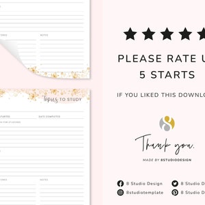 Topics to Study - Planner Printable, Student Planner, College Planner ...