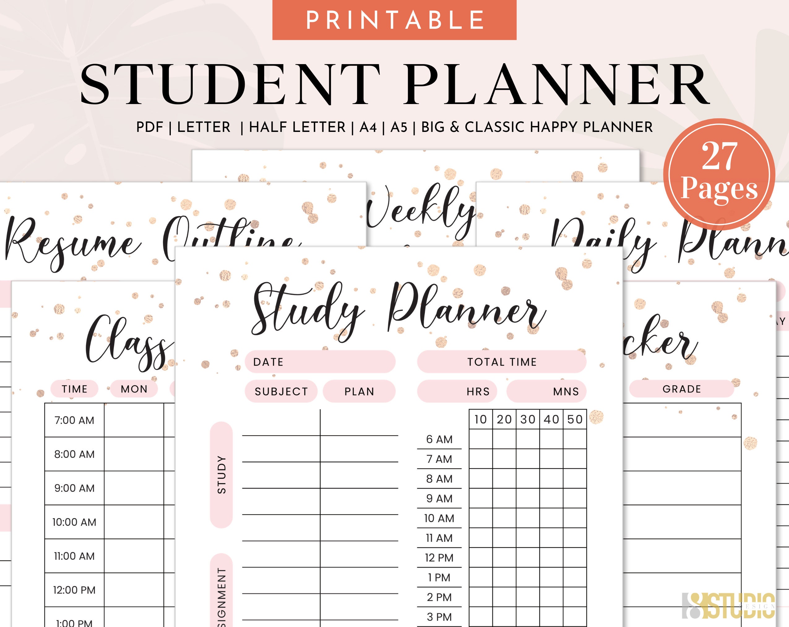 Student Planner PDF Planner Printable Academic Planner | Etsy