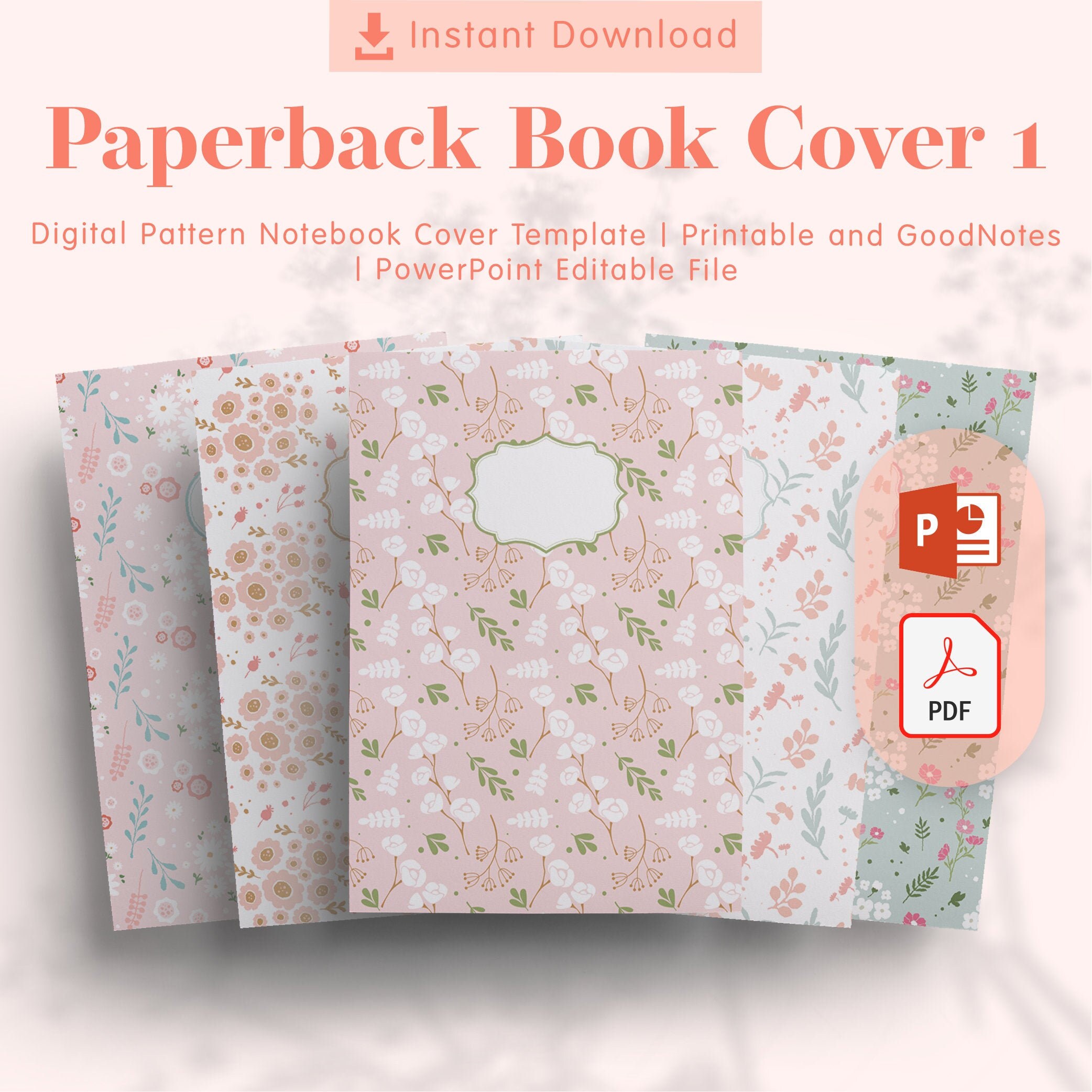 Paperback Book Cover 1 | 6x9+8.5x11 100pages | Digital Pattern Notebook ...