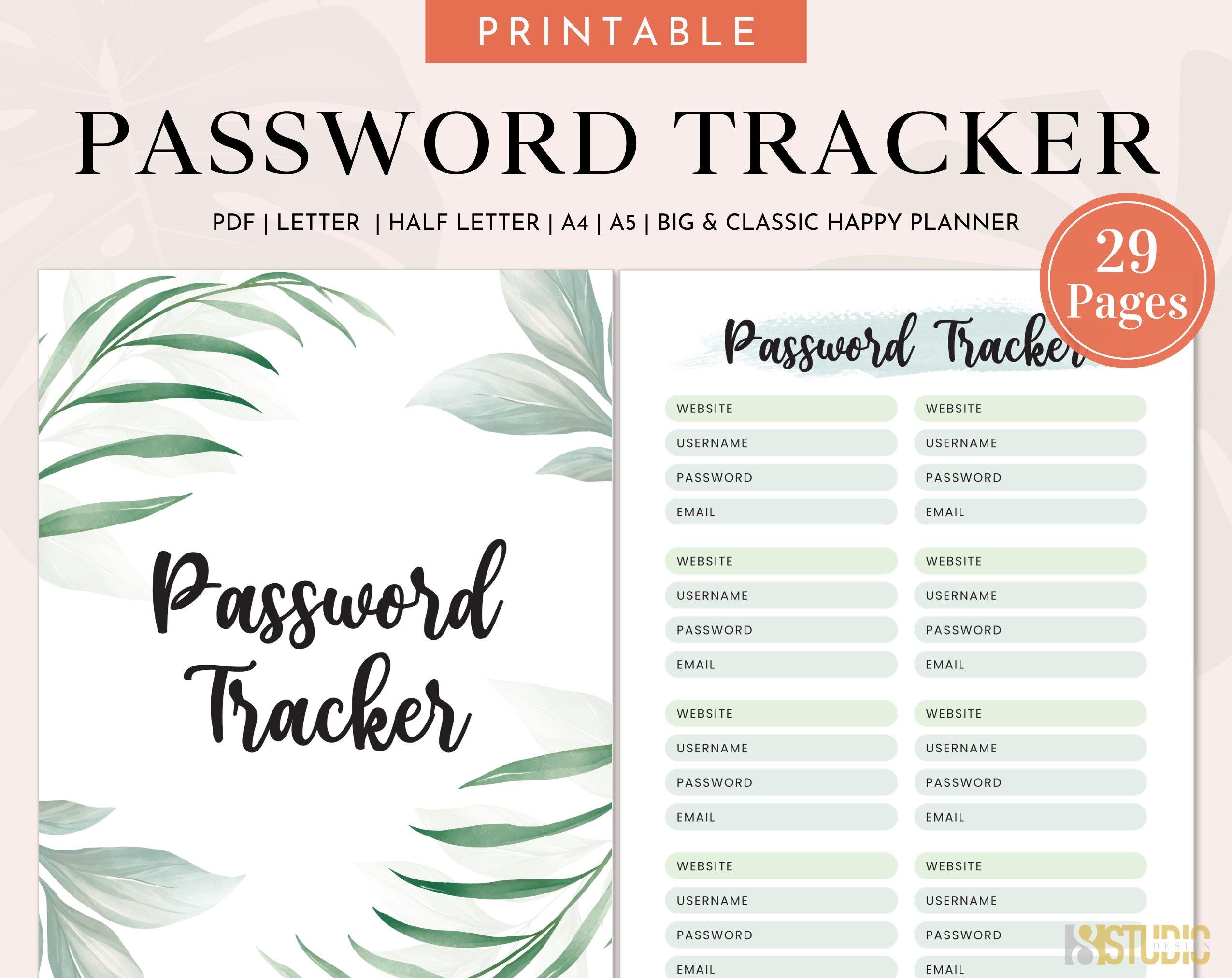 Password Tracker Planner Printable, Password Keeper, Password Log ...
