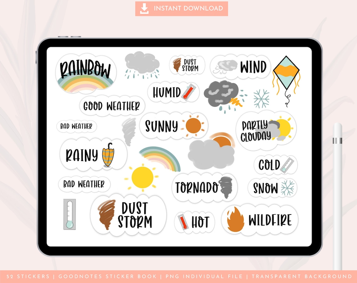 Weather Digital Stickers for Goodnotes Planner Goodnotes - Etsy