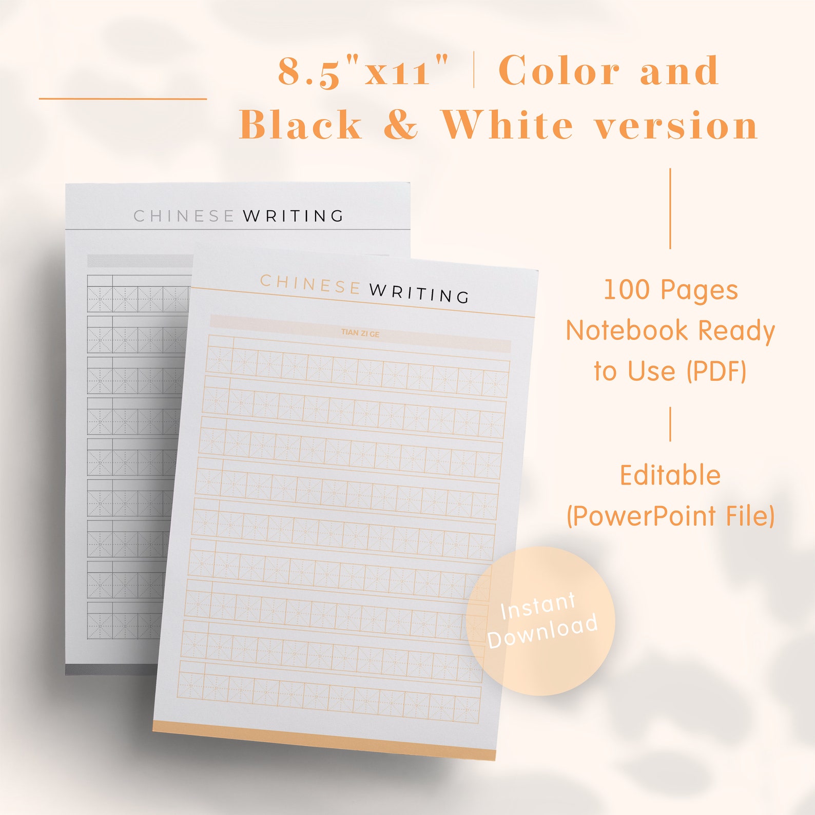 Chinese Writing Practice Planner Template KDP Interiors Editable ...