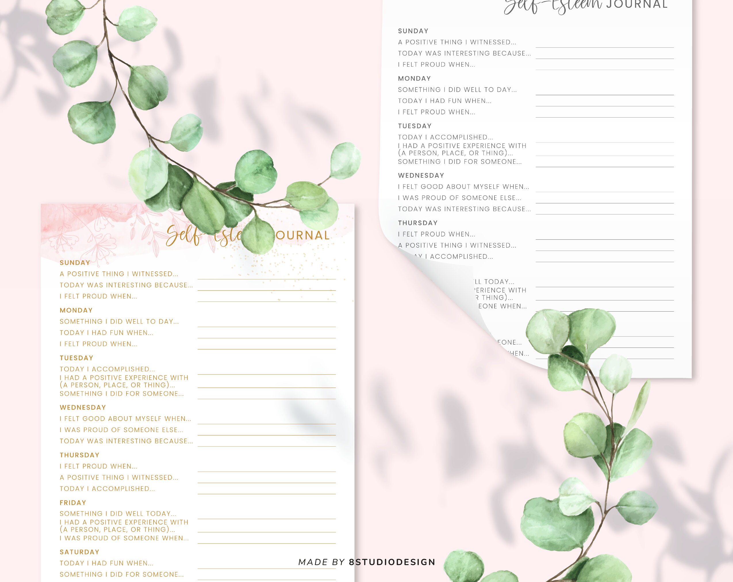 Self-esteem Journal Planner Printable, Self Esteem, Self Love, Self ...